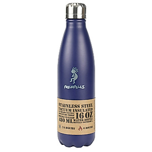 Aquapelli Vacuum Insulated Sport Bottle, 16 Ounces, Blueprint Blue