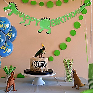Dinosaur Happy Birthday Banner, Dinosaur Party Supplies Decorations, Dinosaur Bunting Flag Garland for Kids Birthday Party Favors Supplies