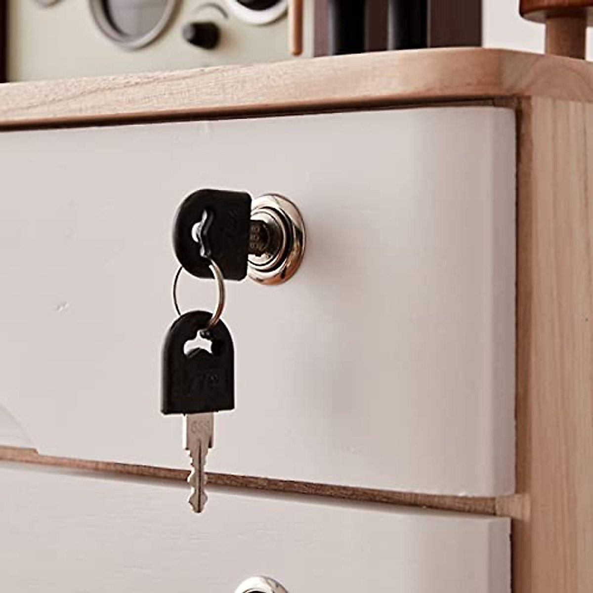 BIZOLE Desk Organizers with Lock - Office Supplies Storage Organizer, Wooden File Cabinet/Desktop Storage Cabinet/Data Cabinet, 1/2/3/4 Tier with Lock (Size : 4 Layer)