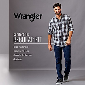 Wrangler Authentics Men's Regular Fit Comfort Flex Waist Jean, Dark Stonewash, 38W x 29L