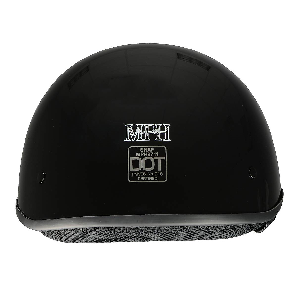 Milwaukee Helmets Bare Bones Glossy Black Half Motorcycle Helmet for Men and Women DOT Approved MPH9711DOT - Large