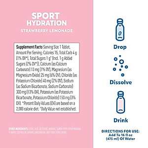 Nuun Sport Electrolyte Tablets, Strawberry Lemonade, 40 Total Servings, 5 Essentials Electrolytes, Vegan, Non-GMO