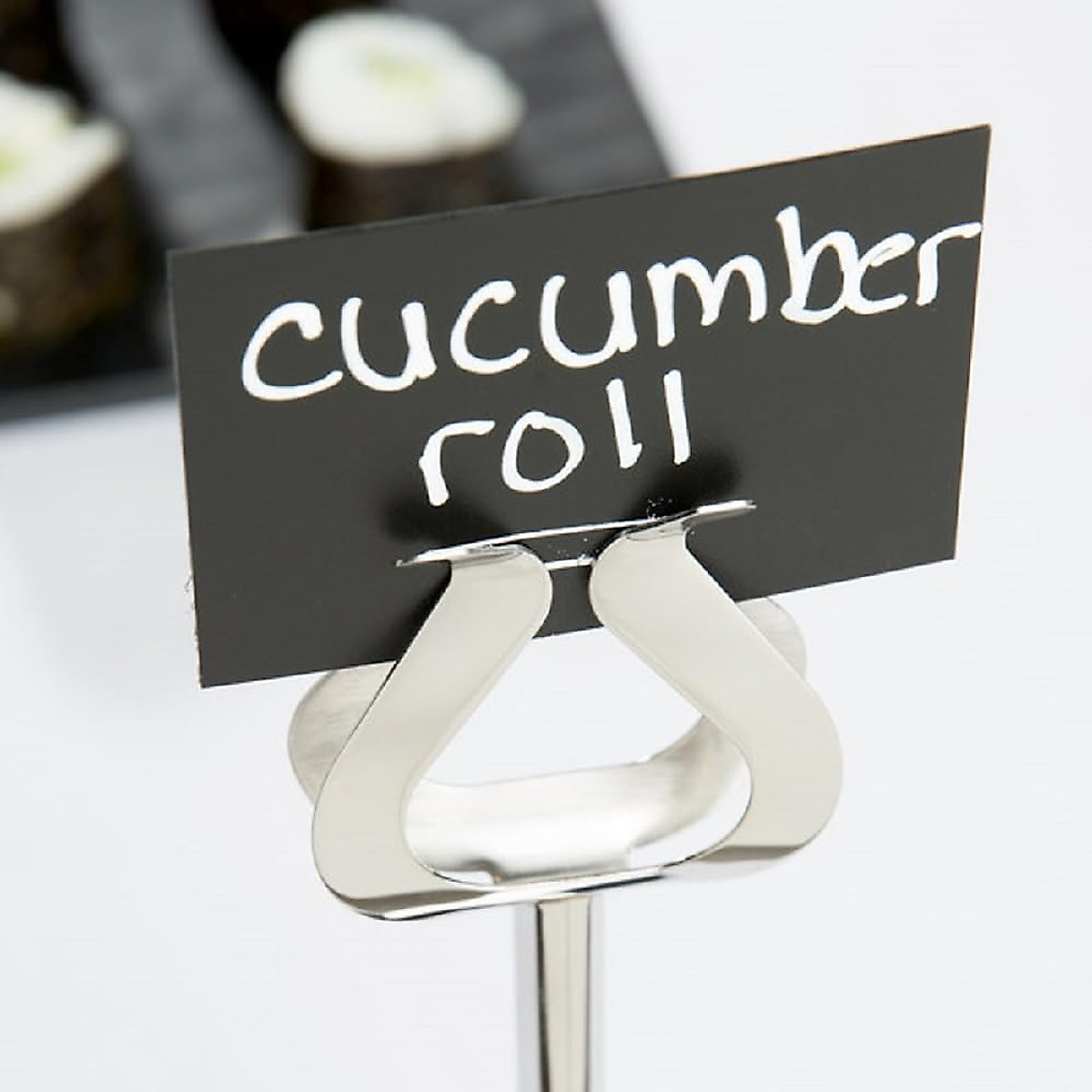 TrueCraftware- Set of 12 Stainless Steel 8" Table Card Stand Heavy Base- Table Number Holders Place Card Holder Table Picture Holder Wire Photo Holder Clips Picture Note Photo Stand