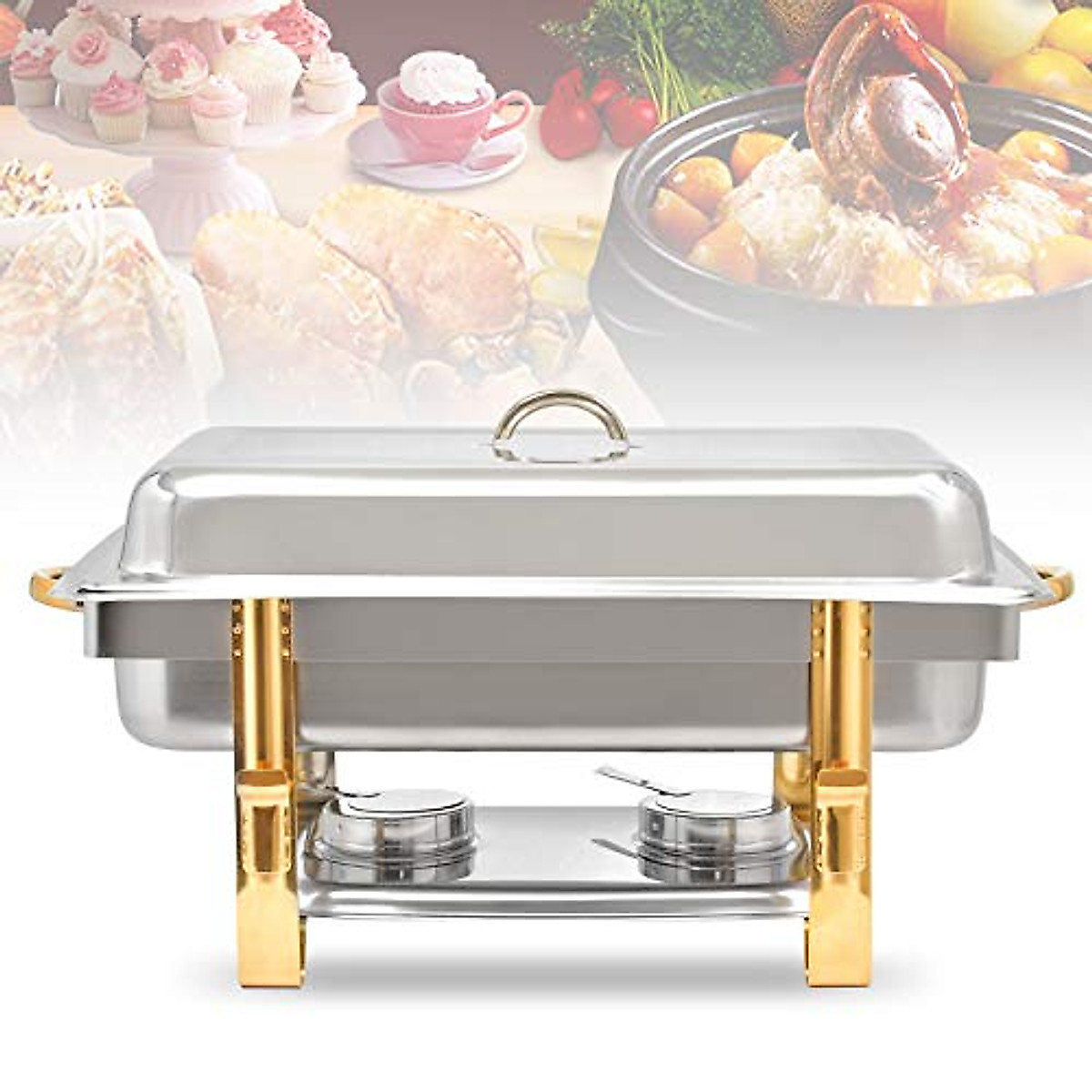Chafing Dish Buffet Set, 9L Stainless Steel Buffet Servers and Warmers for Party Catering, Chafer Set with Water Pan, Chafing Fuel Holder