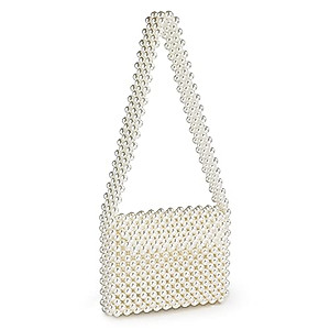 Grandxii Women Shoulder Bag Pearl Purse Tote bag Handmade Weave Beaded Bag Evening Party Bag