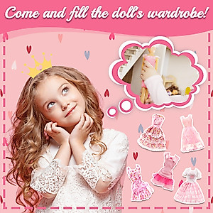 32 Pcs Doll Clothes and Accessories for Doll, 11.5 Inch Doll Outfit Collection Including 6 Floral Skirts 6 Dresses 5 Shoes 5 Accessories and 5 Bags (Random Style), for Girls Birthday Gifts