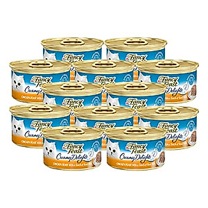 Purina Fancy Feast Creamy Delights Wet Cat Food, Chicken Feast with Real Milk, Easily Digestible Wet Cat Food for Adult Cats, 3-Ounce Cans (Pack of 12)