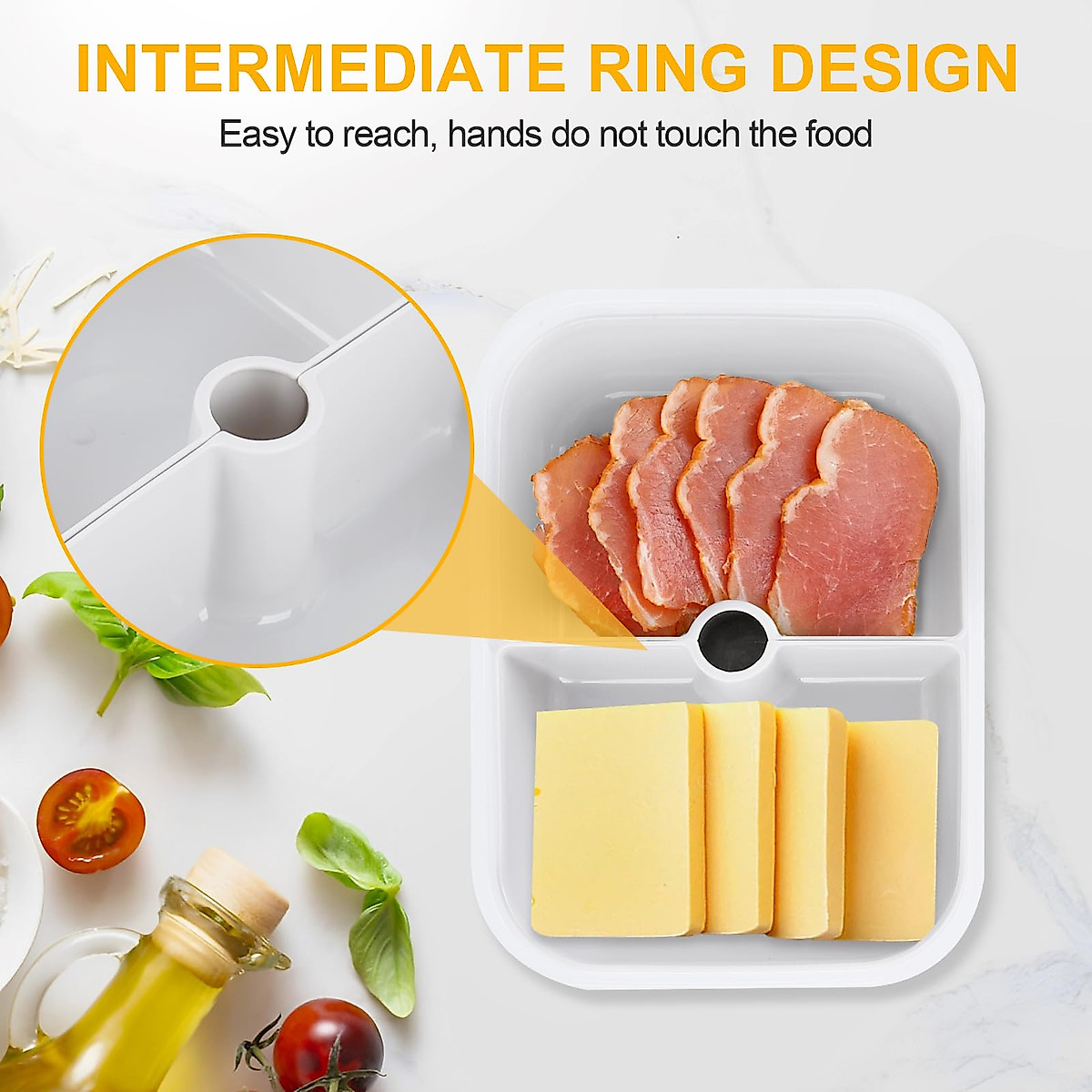 HALAGAS Ham and Cheese Container for Fridge，Deli Meat Container for Fridge，lunch meat container for refrigerator，Fridge storage box with lid seal，Keeping food fresh