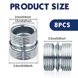 8 Pack 1 Inch/ 25.4 mm Diameter Connectors for Coarse Thread 0.047 Inch/ 1.2 mm Thick Wire Shelving Parts Double Head Threaded Pole Replacement Storage Shelves Part Metal Rack