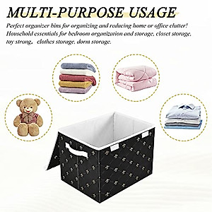 Kigai Mardi Gras Pattern Storage Bins with Lids and Handles 17x13x12 In Foldable Fabric Storage Basket Toys Clothes Organizer for Shelves Closet Home Bedroom Office
