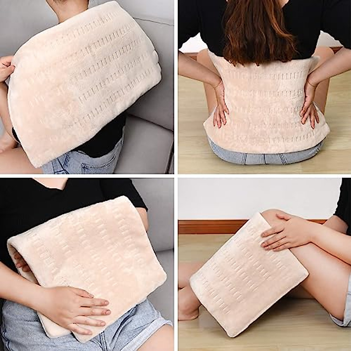 Ariliya Heating Pad for Back Pain & Cramps Relief- XL Electric Heating pad 4 Heat Settings 2h Auto-Off 12 x 24 Heated Pad, Beige-Beige