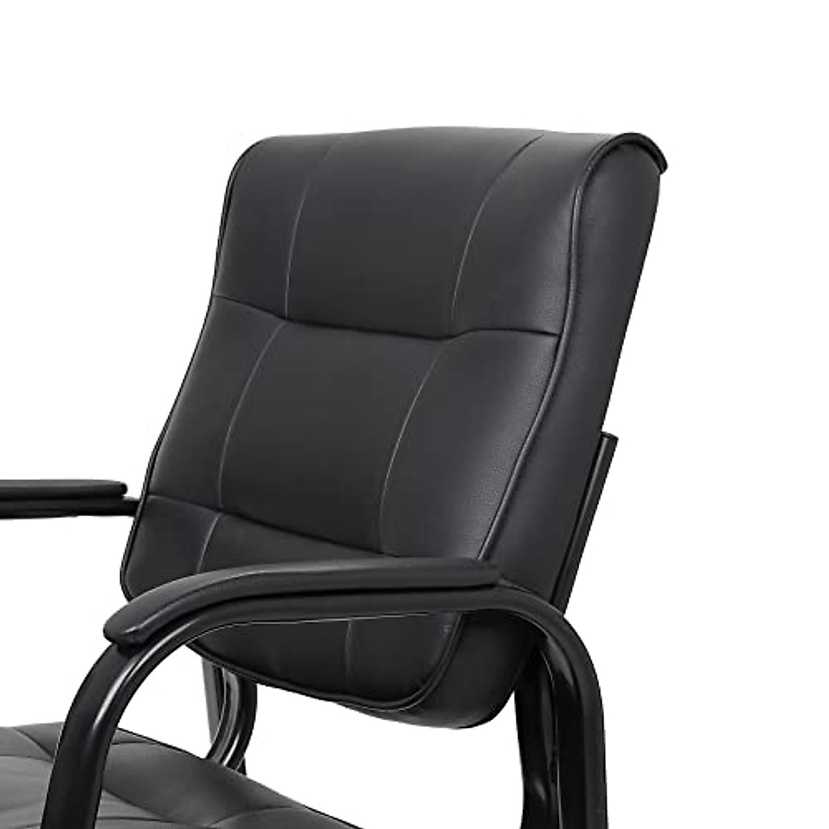Indoor and Outdoor Use Chair Leather Guest Chair Black Waiting Room Office Desk Side Chairs Reception