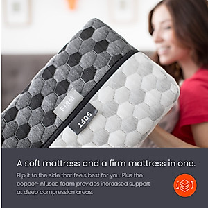 Layla 10” Copper Infused Memory Foam Mattress, Cooler and More Comfortable Sleeping, Flippable One Side Soft - Other Side Medium Firm, 2 Free Memory Foam Pillows (Twin XL) 120 Night Trial Period.