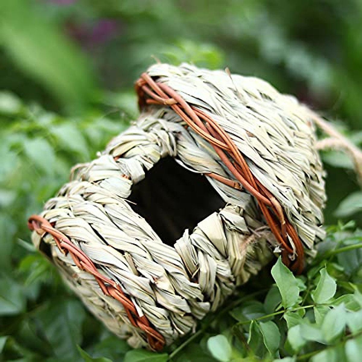 ZRFAMILY Birds Nest,Handmade Crafts Creative Straw Bird's Nest Garden Decorations M-Medium