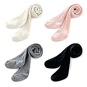 Namektch Baby Girls Tights, Seamless Knit Cotton Leggings Pants Infant Toddler Girl Stockings (Black, 1-2 Years)