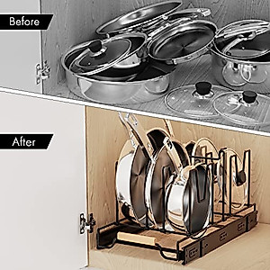 KES Pull Out Cabinet Organizer, Pot and Pan Organizer for Cabinet 12" W * 21" D Cookware Organizer Slide Out for Pans, Pots, and Lids Matte Black Under Sink Organizers and Storage, KPR500W30D53-BK