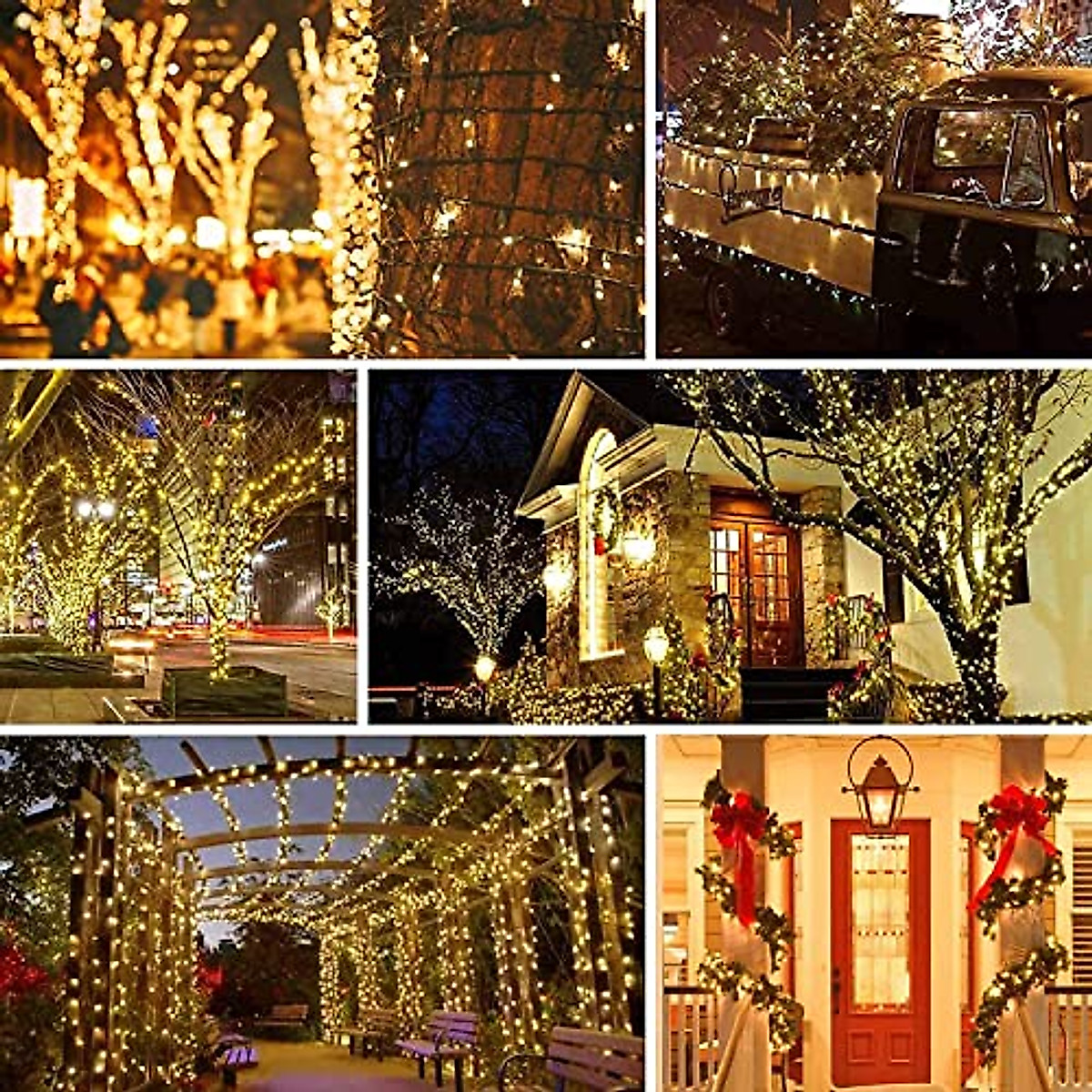 Solar String Lights, 100 LED 39ft LED String Lights Waterproof, 8 Modes, for Home Garden Patio Halloween Party Xmas Trees Decorate，Warm White，Pack of 2