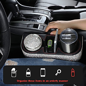 Drink Holder Console Side Pocket,Auto Front Seat Organizer Car Console and Seat Gap Cup/Mobile Phone Holder Storage Box,Large Capacity with 3 Cup Holders,1 - Pack