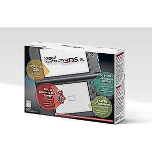 New Nintendo 3DS XL Black Handheld Console and AC Adapter. (Renewed)