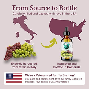 Bella Terra Oils - Organic Grape Seed Oil 4 oz - Embrace the Richness of Polyphenols & Flavonoids, Infused with Oleic Acid, For a Silky-Smooth Skin Finish