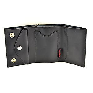 Fuzzy Leopard Tri-fold Bikers Wallet with 16" Chain Green