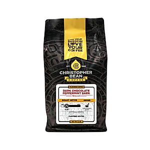 Christopher Bean Coffee - Dark Chocolate Peppermint Bark Flavored Coffee, (Regular Ground) 100% Arabica, No Sugar, No Fats, Made with Non-GMO Flavorings, 12-Ounce Bag of Regular Ground Coffee