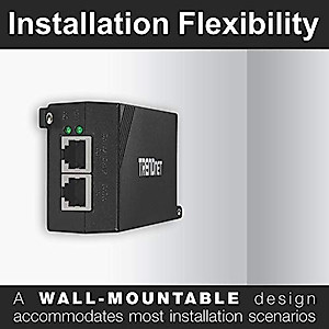 TRENDnet Gigabit Power Over Ethernet Plus Injector, PoE+ (30W) Power Network Distances Up to 100M (328 ft.), Black, TPE-115GI (Pack of 1)