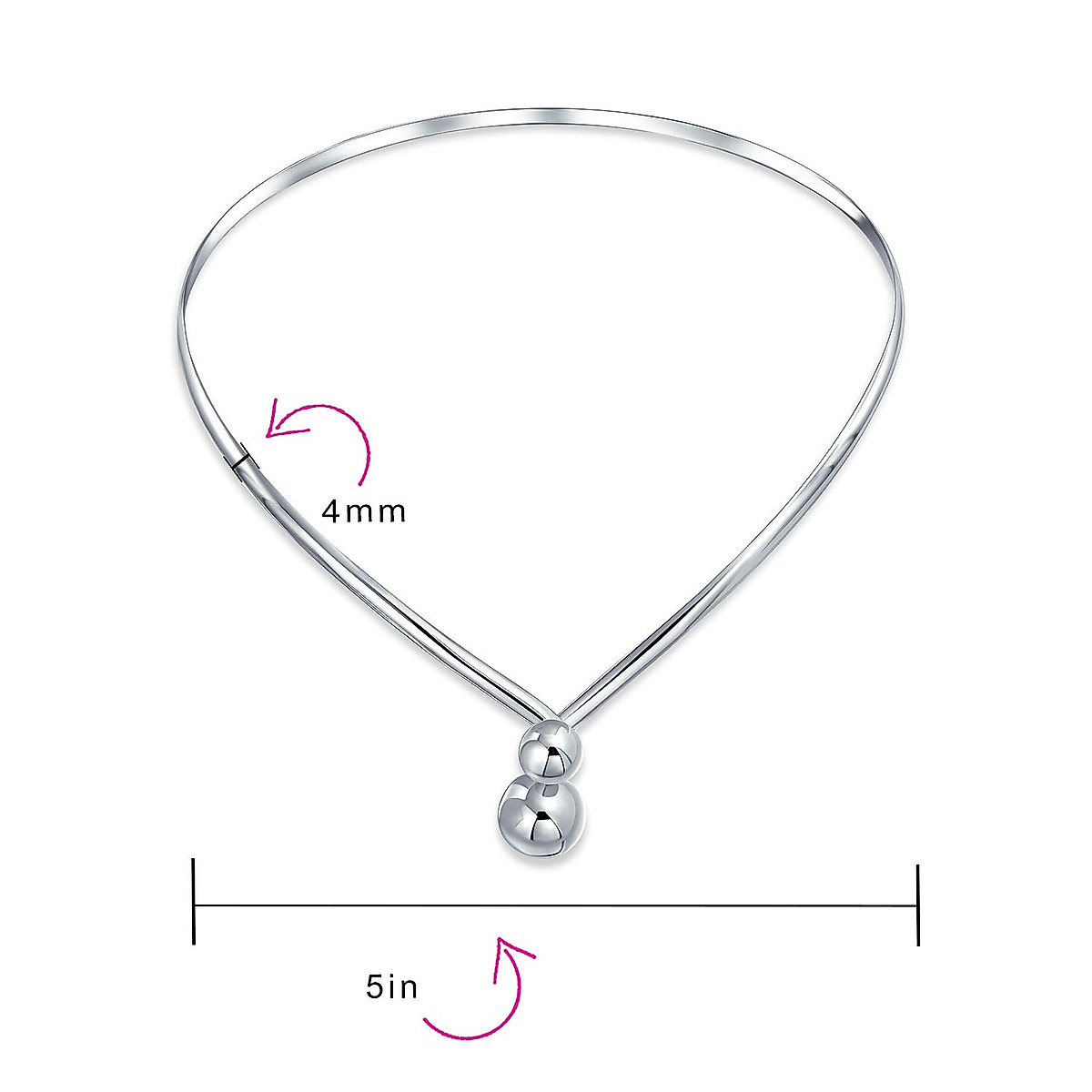 Geometric Choker V Shape Interlocking Balls Collar Statement Necklace For Women .925 Silver Sterling