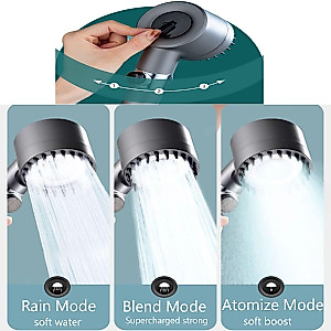 Handheld Shower Head with Filter, High Pressure 3 Spray Mode Showerhead with Switch, High Pressure Shower Head with Brush for Massaging The Scalp-International 4-Point Interface.