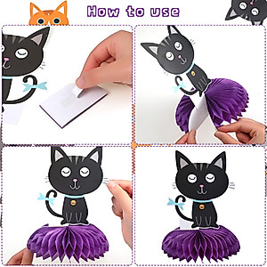 Chinco 16 Pcs Cat Theme Birthday Party Decorations Party Supplies Kit, Includes Cat Party Banner with 6 Cat Hanging Cutouts 6 Hanging Swirl Decor and 3 Birthday Honeycomb Party Decoration(Cool Style)