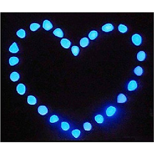 TR318 Glow in The Dark Garden Pebbles Stone for Walkway Yard and Decor DIY Decorative Gravel Stones in Blue(100PCS)