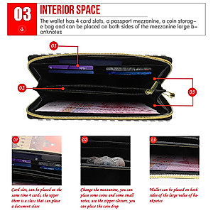 Upetstory Teen Girls Women Wallet Strawberry Cow Leather Purse Wristlet Handbag Zip Around Card Holder Money Organizers Travel Accessory Pink