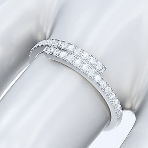 PRSTANI 10K White Gold Petite Split Shank Simulated Round Brilliant Diamond Ring Pave Wedding Band (5)