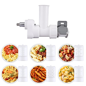 Pasta Maker Attachment for KitchenAid Stand Mixers Included 6 Different Shapes of Pasta Outlet, Durable Pasta Press Attachments and Cleaning Brush,White