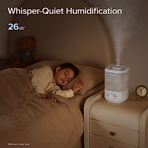 LEVOIT Top Fill Humidifiers for Bedroom, 2.5L Tank for Large Room, Easy to Fill & Clean, 28dB Quiet Cool Mist Air Humidifier for Home Baby Nursery & Plants, Auto Shut-off and BPA-Free for Safety, 25H