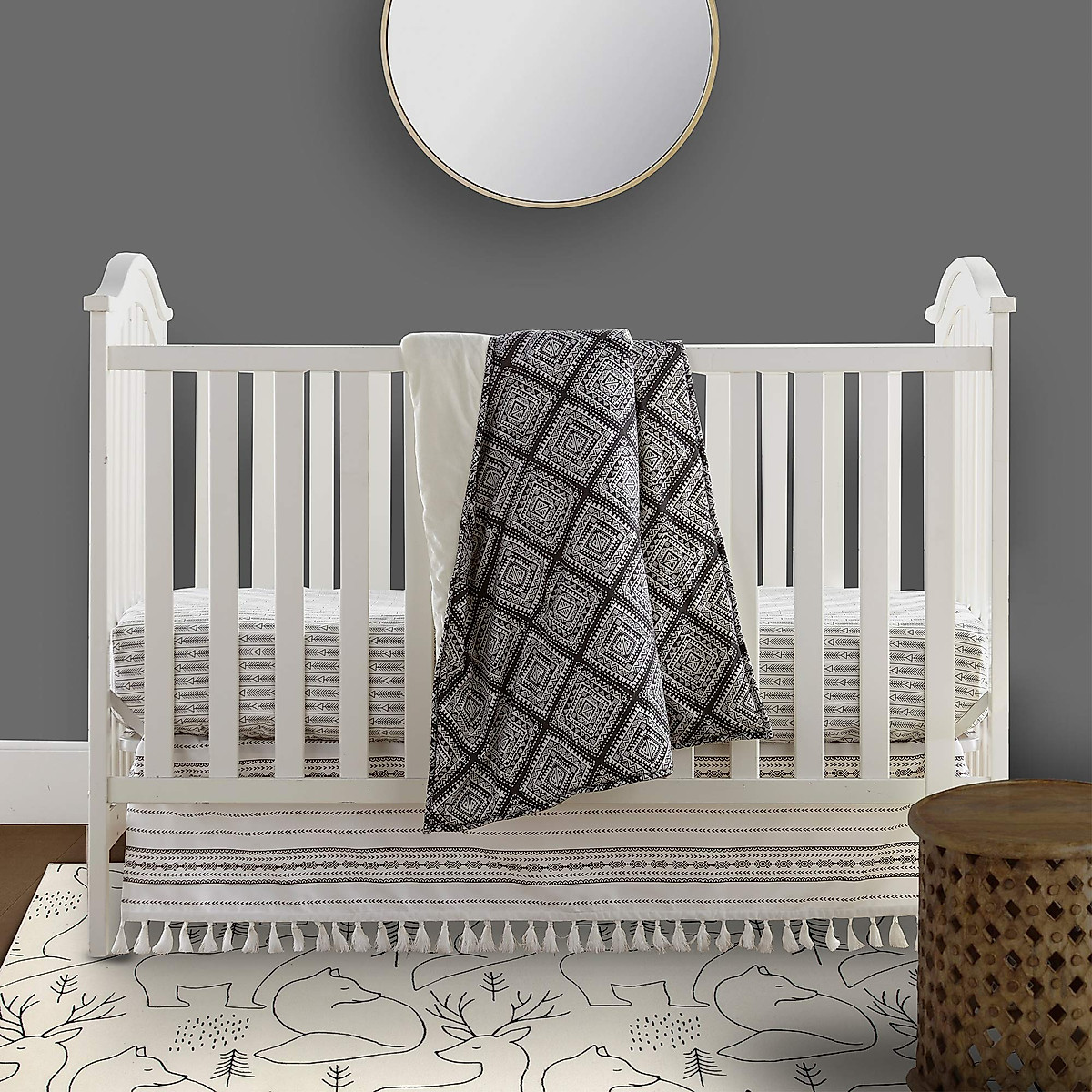 Levtex Home - Bailey Woodland - Rug/Carpet - 3 x 5 (36in. X 60in.) - Black and Cream - 100% Polyester - Woven Fabric Backing - Bedroom, Playroom, Family Room or Kids' Room