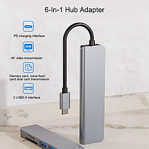 Docking Station Adapter, Type‑C Hub Adapter, 11x3x1cm for Computer Accessory Hard Disk Trans‑Flash Card Travel Use U Disk Memory Card Mouse Key