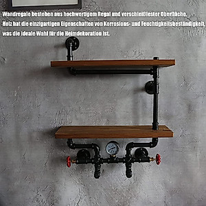 Wall Shelf, Industrial 2 Tier Floating Shelf Decorative Shelves Decorative Shelves Hanging Bracket for Living Room Kitchen Bedroom Bathroom Bar,Black