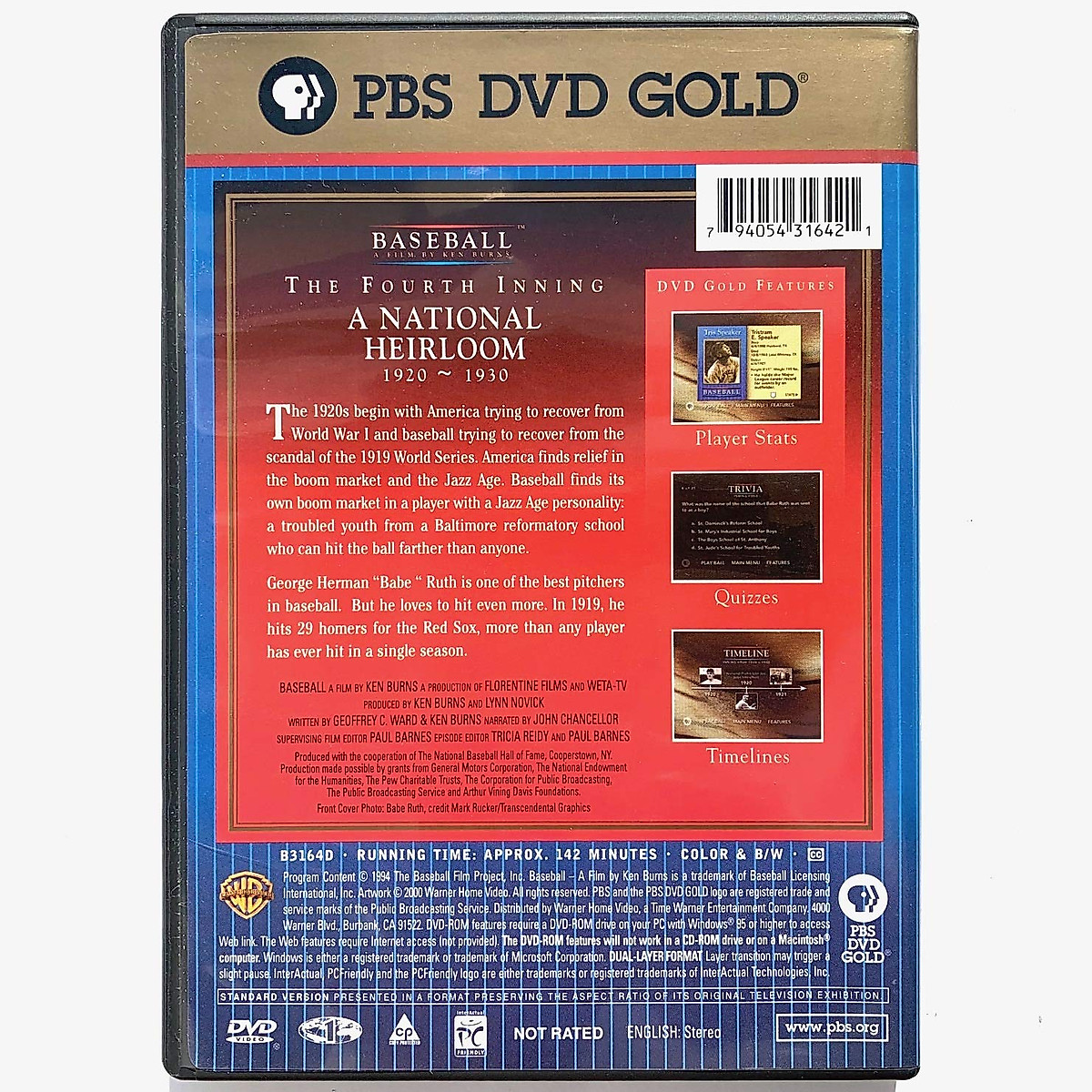 Baseball, A Film By Ken Burns, Inning 4: A National Heirloom 1920-1930, PBS DVD GOLD Edition