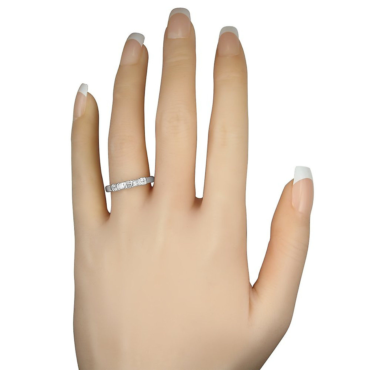 Beyond Brilliance 3/8 Carat Diamond, Channel-Set 14K White Gold Baguette & Princess Cut Diamond Bridal Wedding Band Ring (I-J, I1-I2) Size-5.5