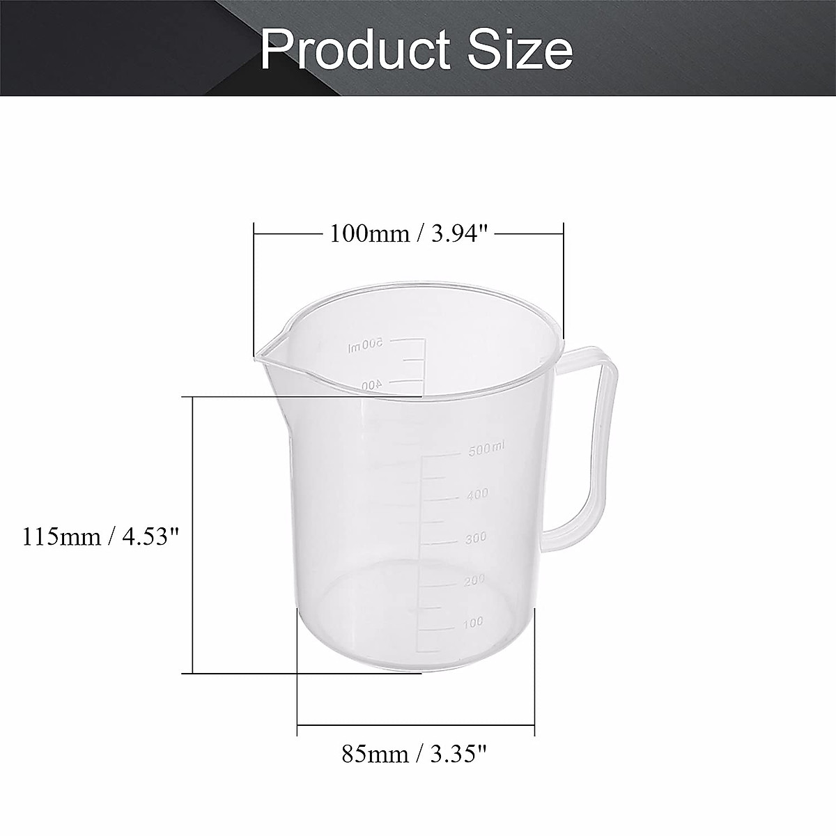 Othmro 9PCS 16oz Measuring Cup, PP Plastic Graduated Beaker, Transparent Measuring Pitcher with Handle for Lab Kitchen Liquids(500ml)