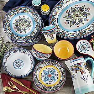 Euro Ceramica Zanzibar Collection Vibrant Coffee/Tea Mug Set, 4 Piece, Spanish Floral Design, Multicolor