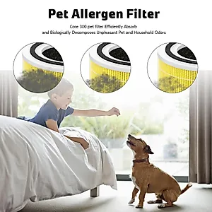 Core 300 Replacement Filter Compatible with LEVOIT Core 300 Core 300S VortexAir Purifier, 3-in-1 Pre-filter, H13 Grade True HEPA and Activated Carbon Filter, Core 300-RF-PA, 4-Pack