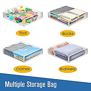 Houseables Plastic Storage Bags, Zipper Case, Clear, 18" x 15", 5 Pack, Vinyl, Moth Proof, for Blanket, Linen, Sweater, Bed Sheet, Quilt, Clothes, Pillow, Comforter, Foldable