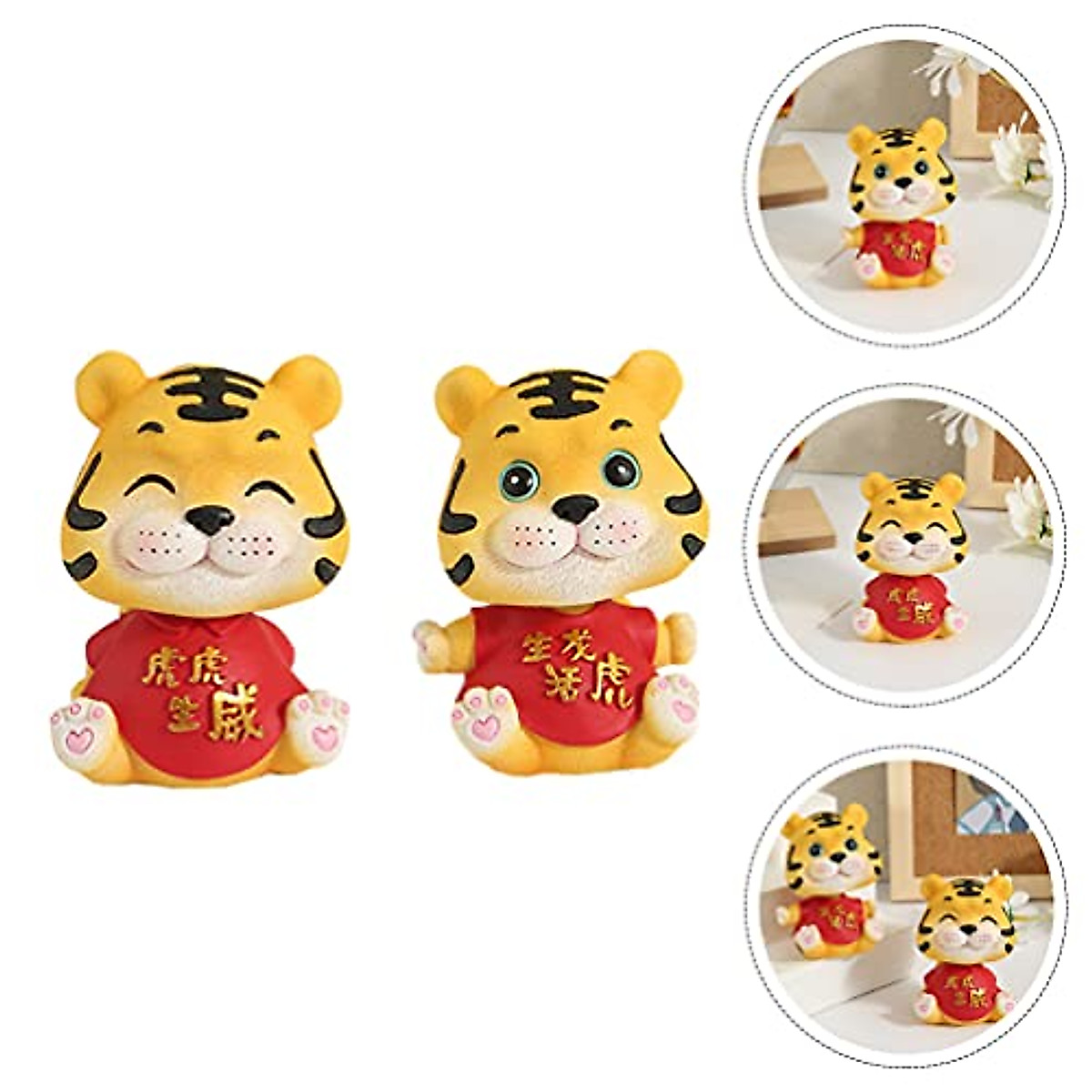 TOYANDONA Mini Toys 2pcs Bobblehead Tiger Figure Dancing Shaking Head Toys Animal Swinging Car Dashboard Decoration for Home Kitchen Office Decor Rearview Mirror Plants Decor