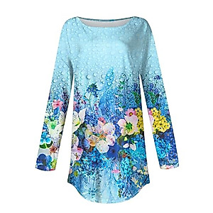 DealinM Oversized Sweatshirt for Women Oversized hoodie Sweaters for women Graphic sweatshirt for women Tunic Womens Long Sleeve Tops Fall Long Sleeve Shirts for Women（5-Blue,3X-Large）