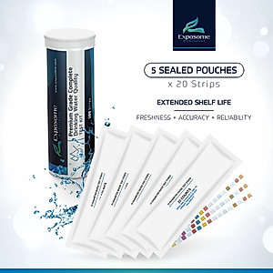 Lab Grade 17 in 1 Drinking Water Test Kit. Detect Multiple Water Chemical Contaminants and Coliform Bacteria in Water. 100 Test Strips + 2 Bacteria Tests. FSA - HSA Reimbursement Eligible
