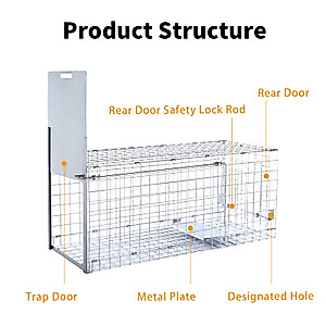 42" Large Humane Live Animal Trap,Collapsible Large Animal Catcher Cage,Cage Traps for Large Dogs up to 38 pounds,Foxes,Coyotes,Bobcat,Similar Sized Animals