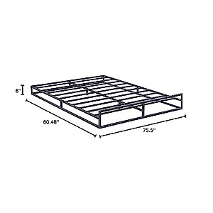 Oleesleep 6 Inch Dura Metal Platform Bed Frame with Footboard, Black