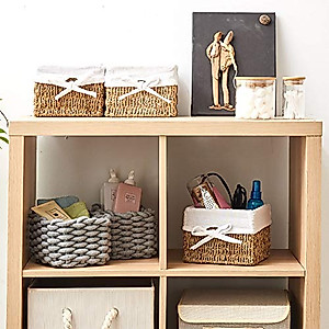 EZOWare Set of 7 Natural Woven Seagrass Wicker Storage Nest Baskets Shelf Organizer Container Bins with Liner